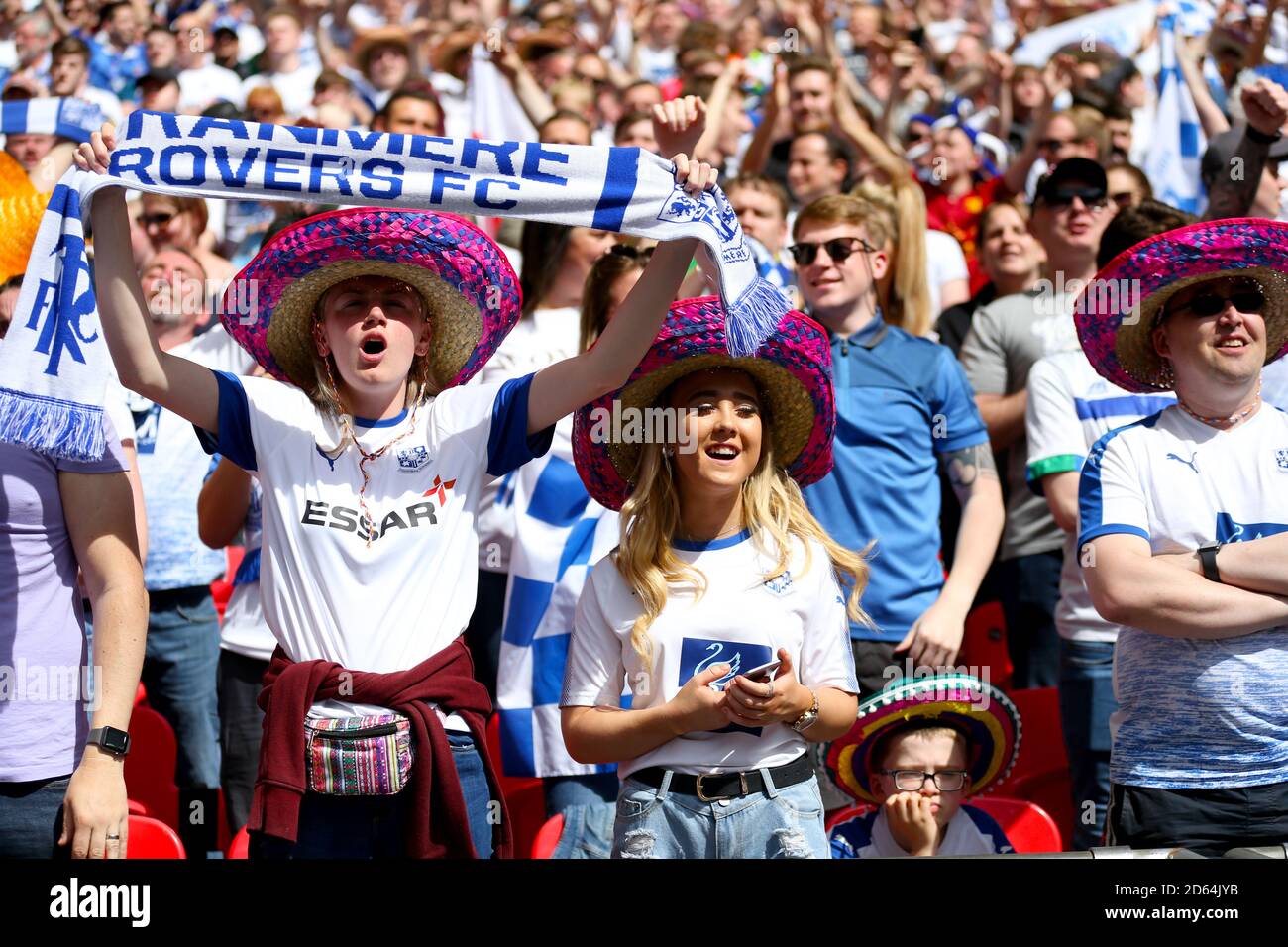 Tranmere Rovers fans in the stands Stock Photo - Alamy