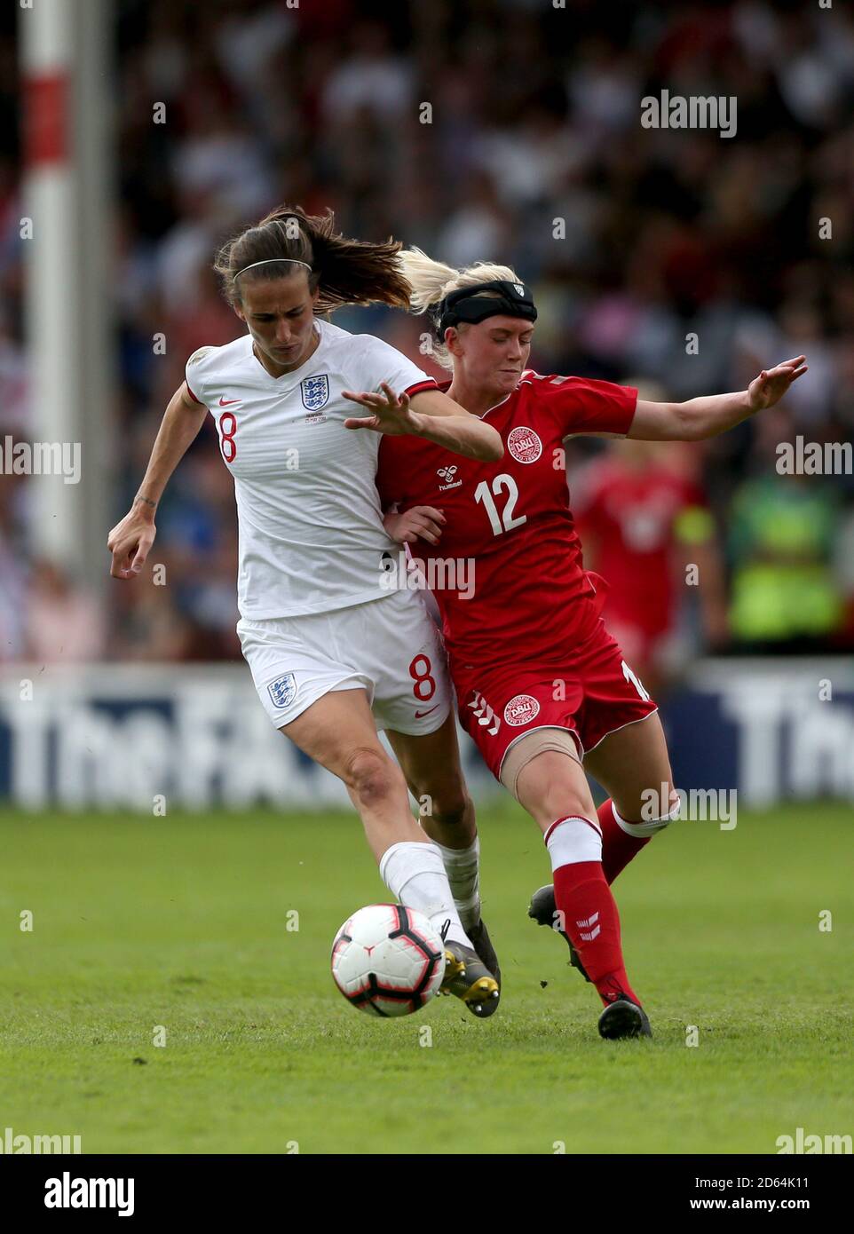 England's Jill Scott and Denmark's Rikke Marie Madsen battle for the ...
