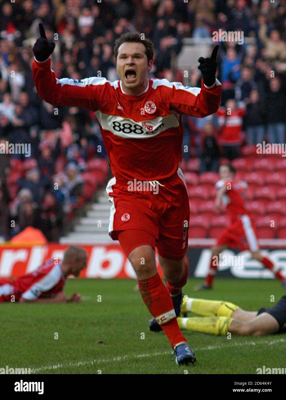 Middlesbrough's Mark Viduka runs away in celebration after scoring ...