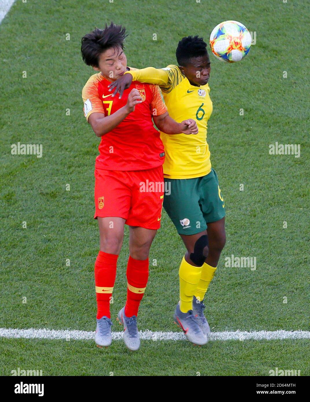 China's Wang Shuang (left) and South Africa's Mamello Makhabane battle ...