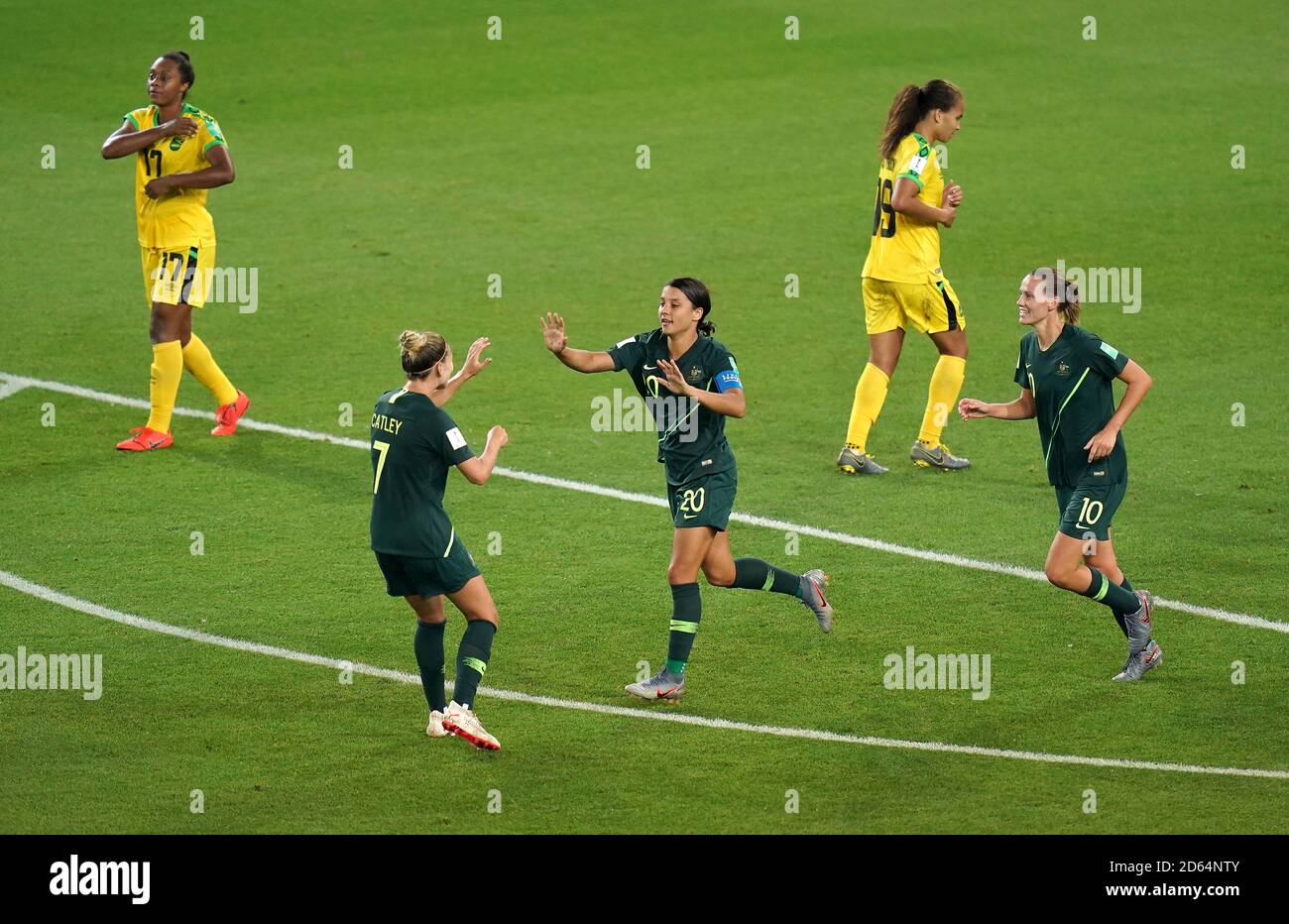 Australia's Sam Kerr (centre) celebrates scoring her side's fourth goal ...