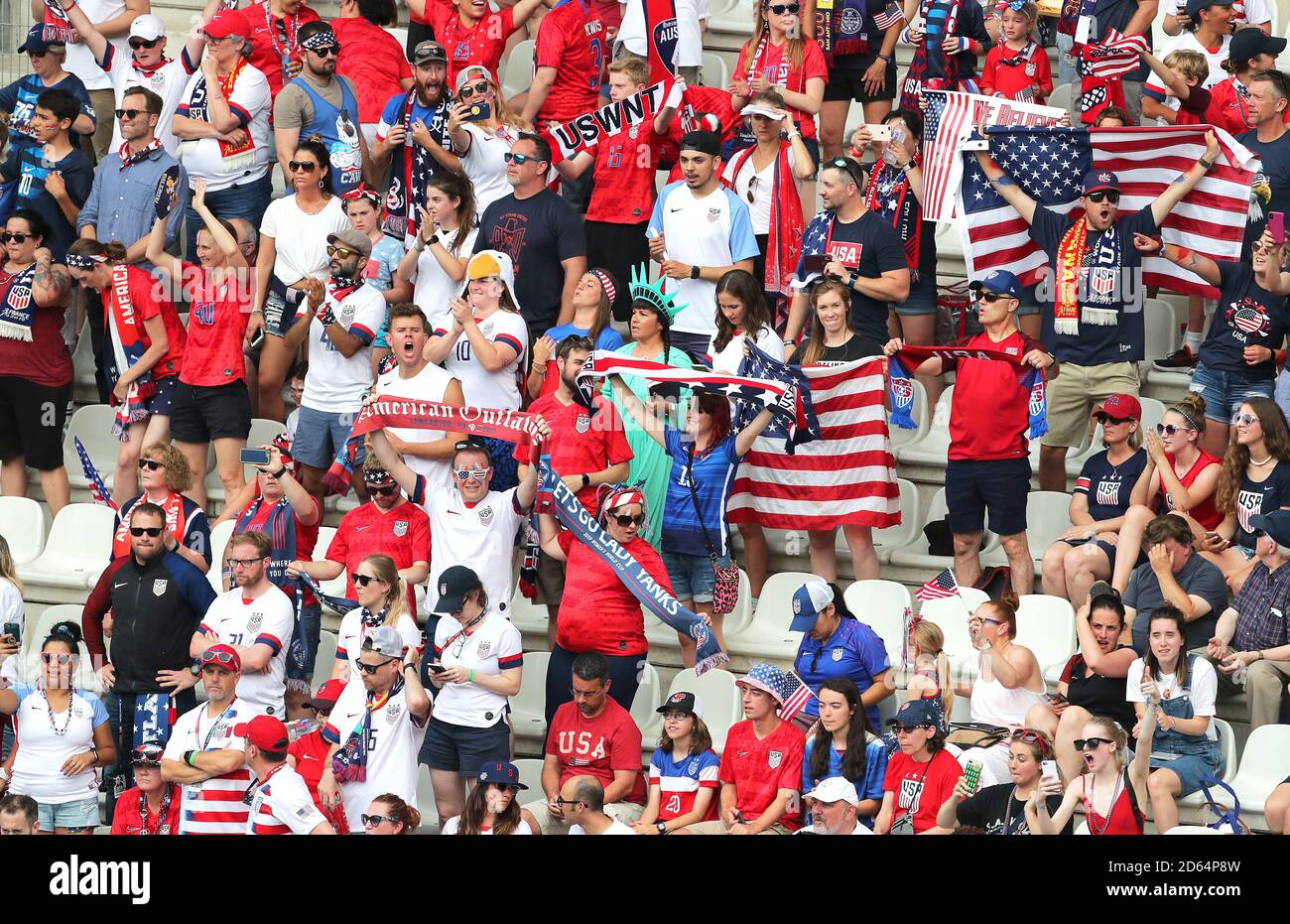 General view of the United States fans, including someone dressed as ...