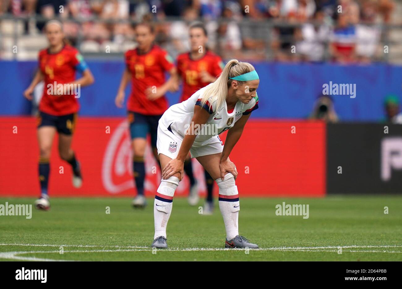 USA's Julie Ertz appears dejected after Spain's Jennifer Hermoso (not ...
