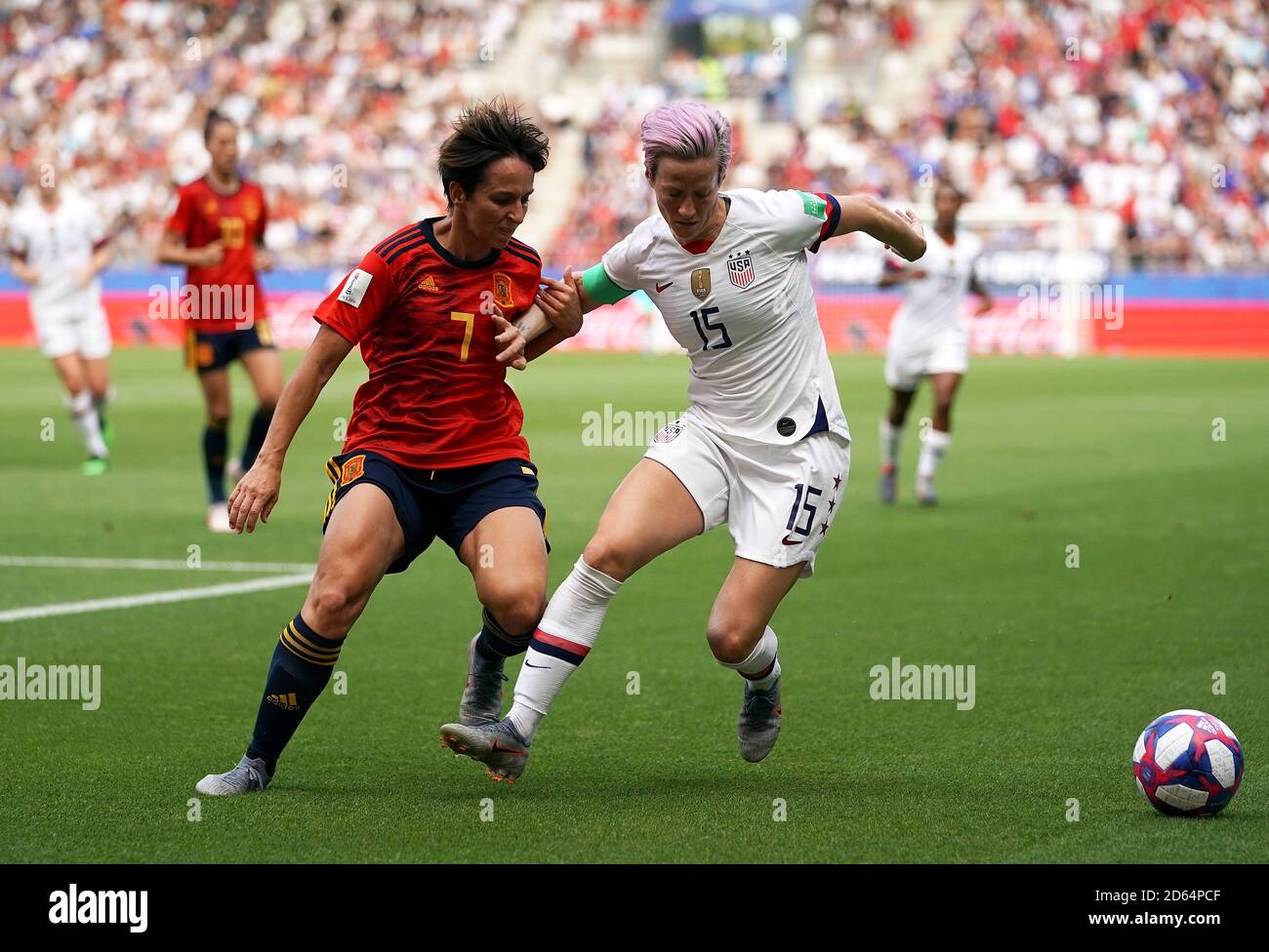 Spain's Marta Corredera (left) and USA's Megan Rapinoe battle for the ...