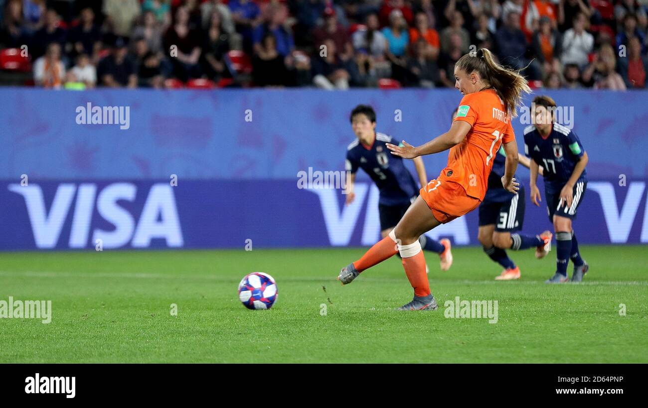 Netherland's Lieke Martens scores her side's second goal of the game ...