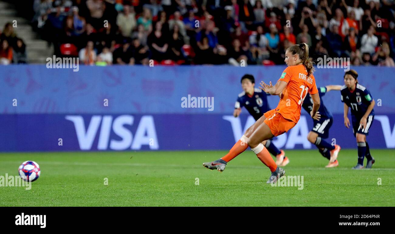 Netherland's Lieke Martens scores her side's second goal of the game ...