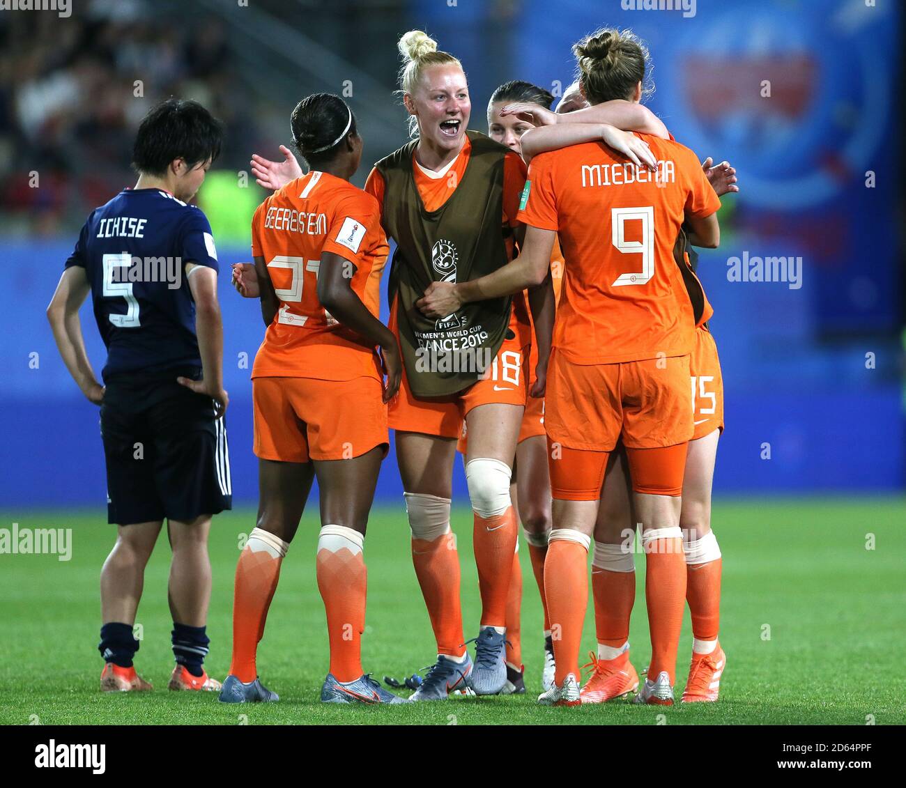 Netherlands' Vivianne Miedema (right) and Netherland's Danique Kerkdijk ...