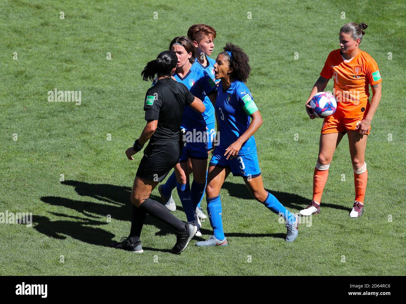 Italy's Sara Gama and Italy's Daniela Sabatino question a decision with ...