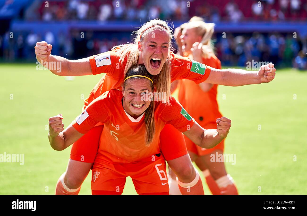 Netherlands' Anouk Dekker (bottom) and Stefanie van der Gragt celebrate ...