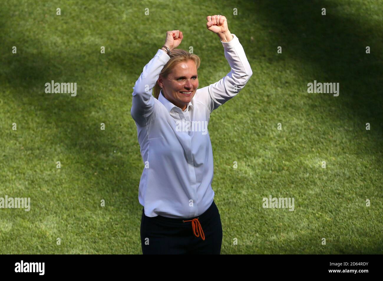 Netherlands head coach Sarina Wiegman celebrates after the final ...