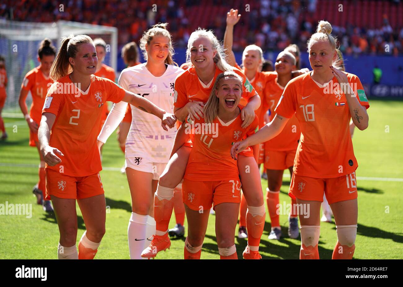Netherlands players celebrate their win after the final whistle Stock ...