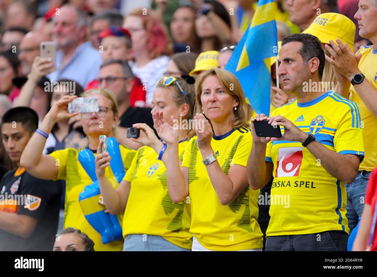 Sweden fans in the stands Stock Photo - Alamy