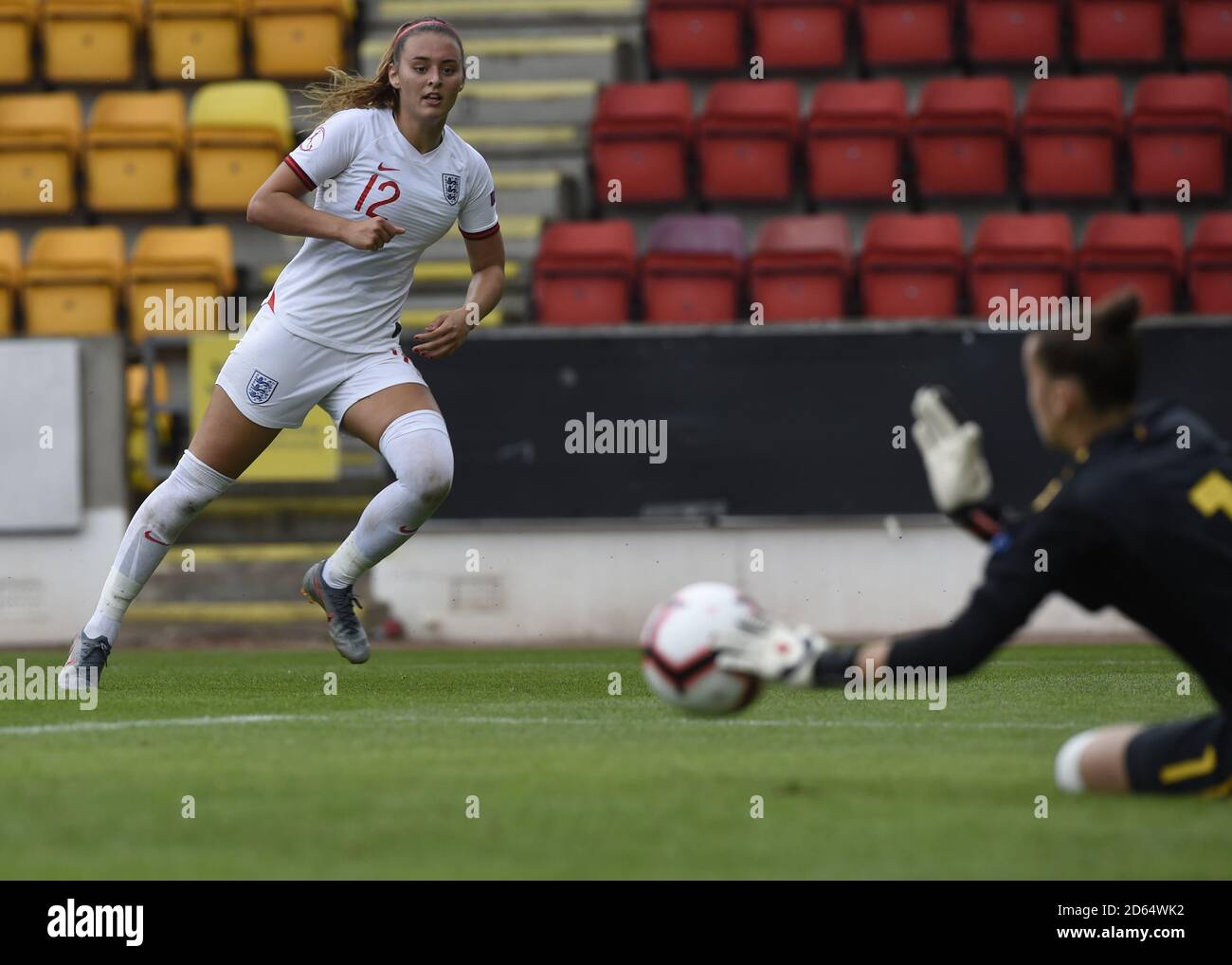 Belgium's goalkeeper saves from England's Ella Rutherford Stock Photo ...