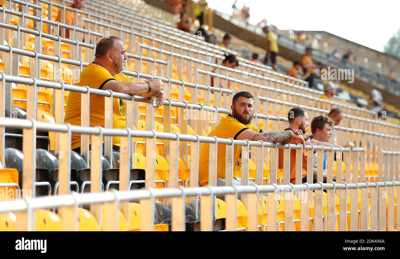 Wolves fans sit in the new safe standing area of Wolverhampton ...