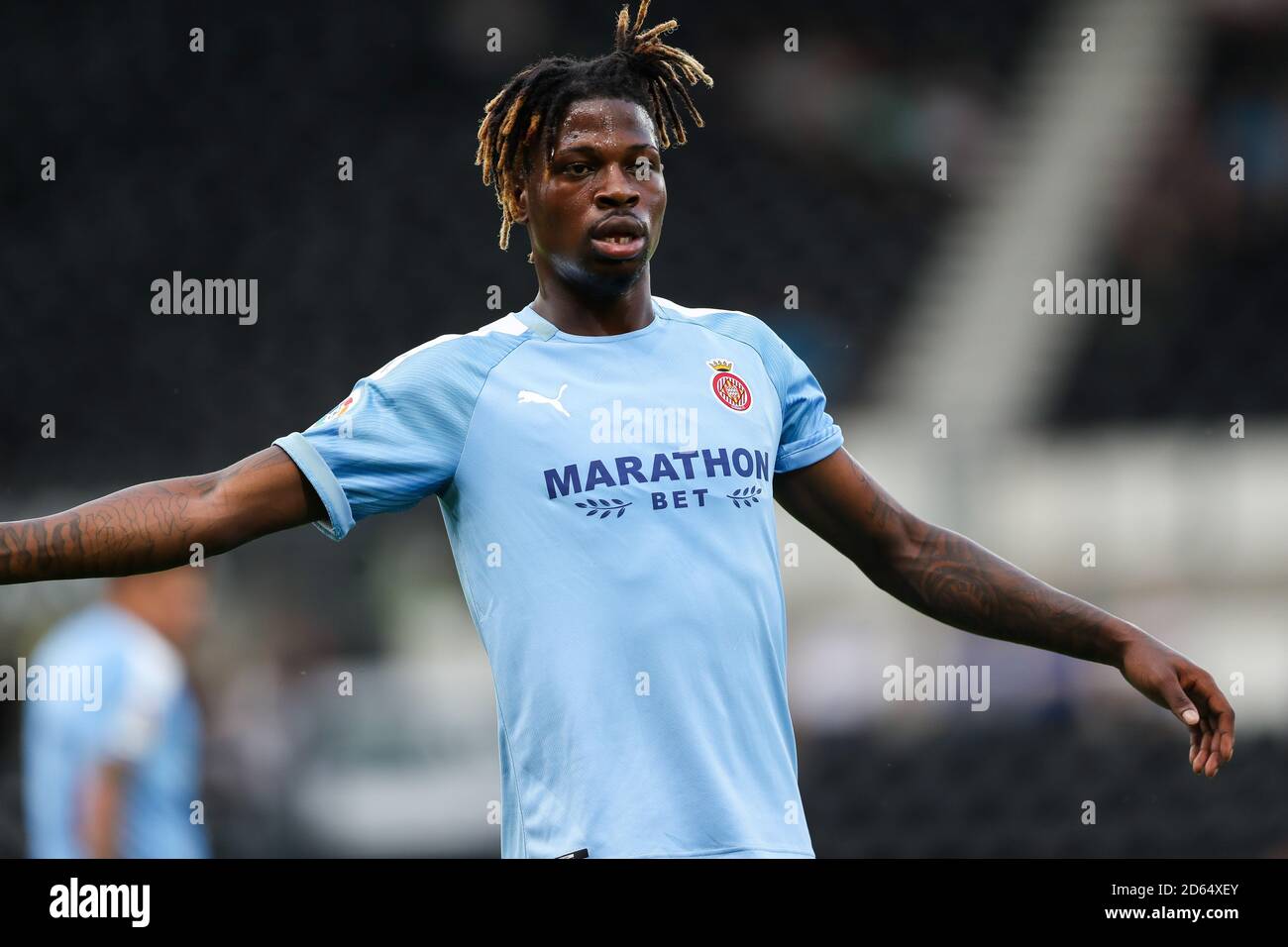 Girona's Kevin Soni during the Pre-Season Friendly at Pride Park ...
