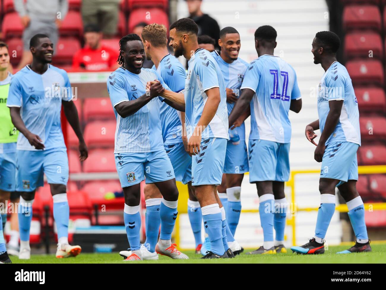 Coventry City's Coventry City's Maxime Biamou celebrates his goal with ...