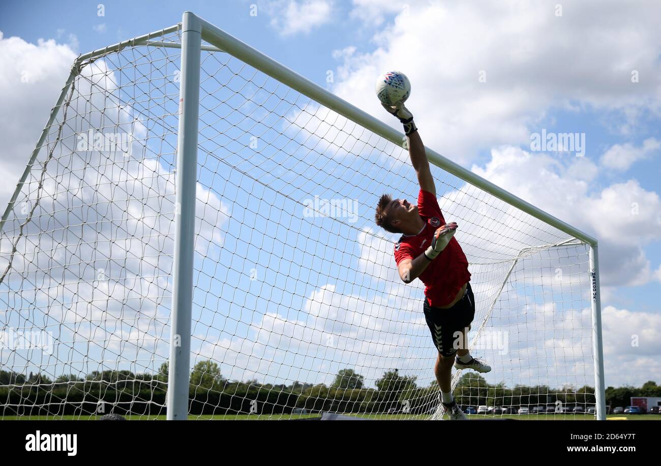 Charlton Athletic goalkeeper Ashley Maynard-Brewer during training ...