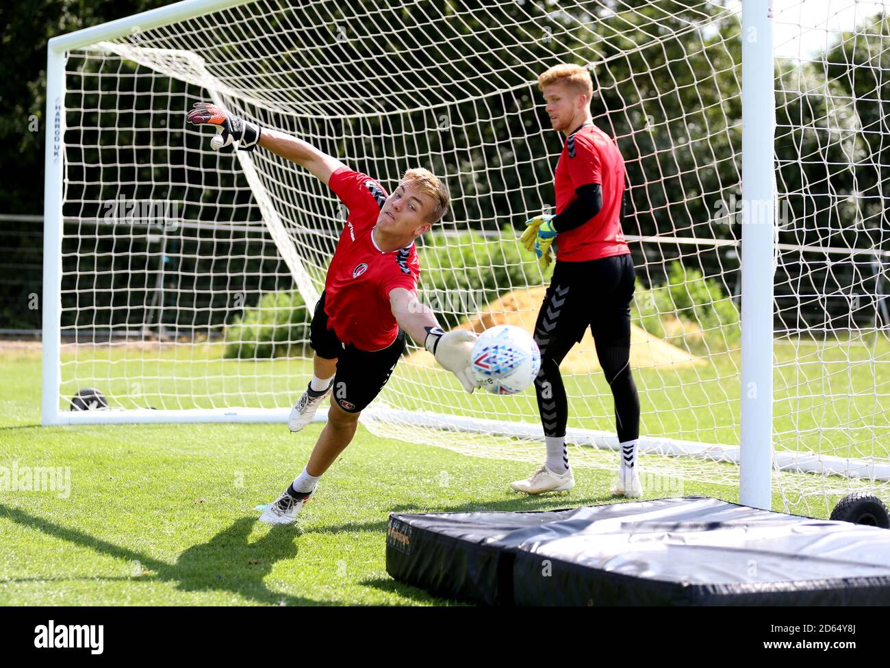 Charlton Athletic goalkeeper Ashley Maynard-Brewer during training ...