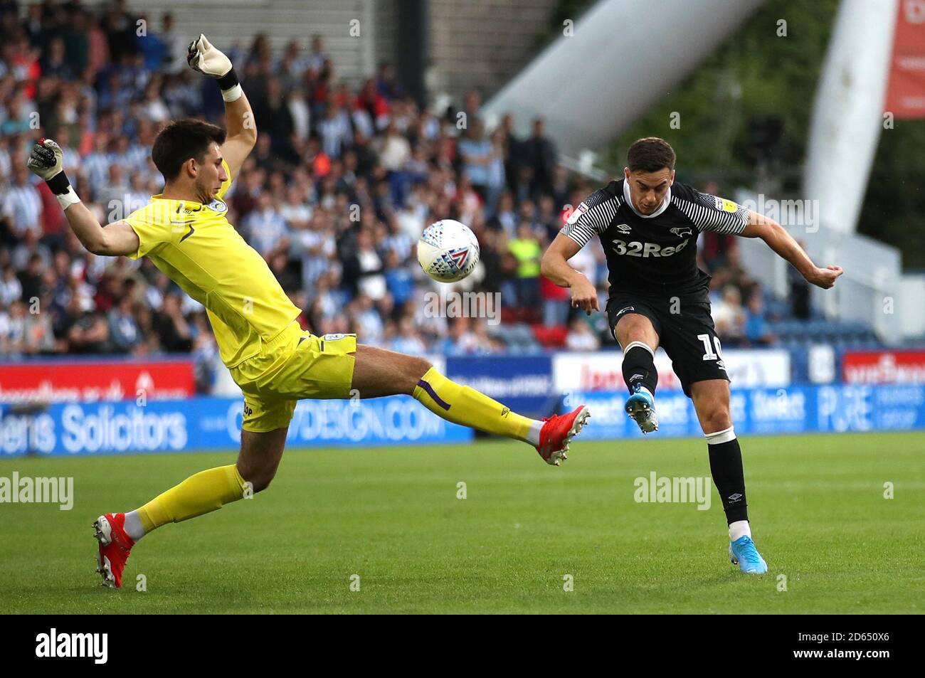 Derby County's Tom Lawrence scores his side's first goal of the game ...