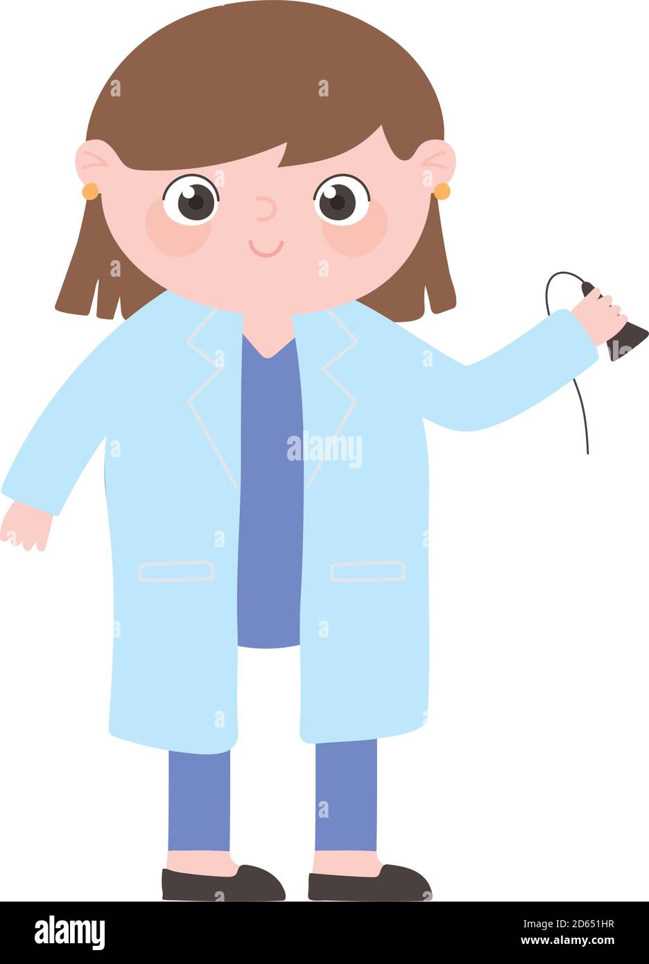 cartoon female doctor with ultrasound scanner in the hand vector ...