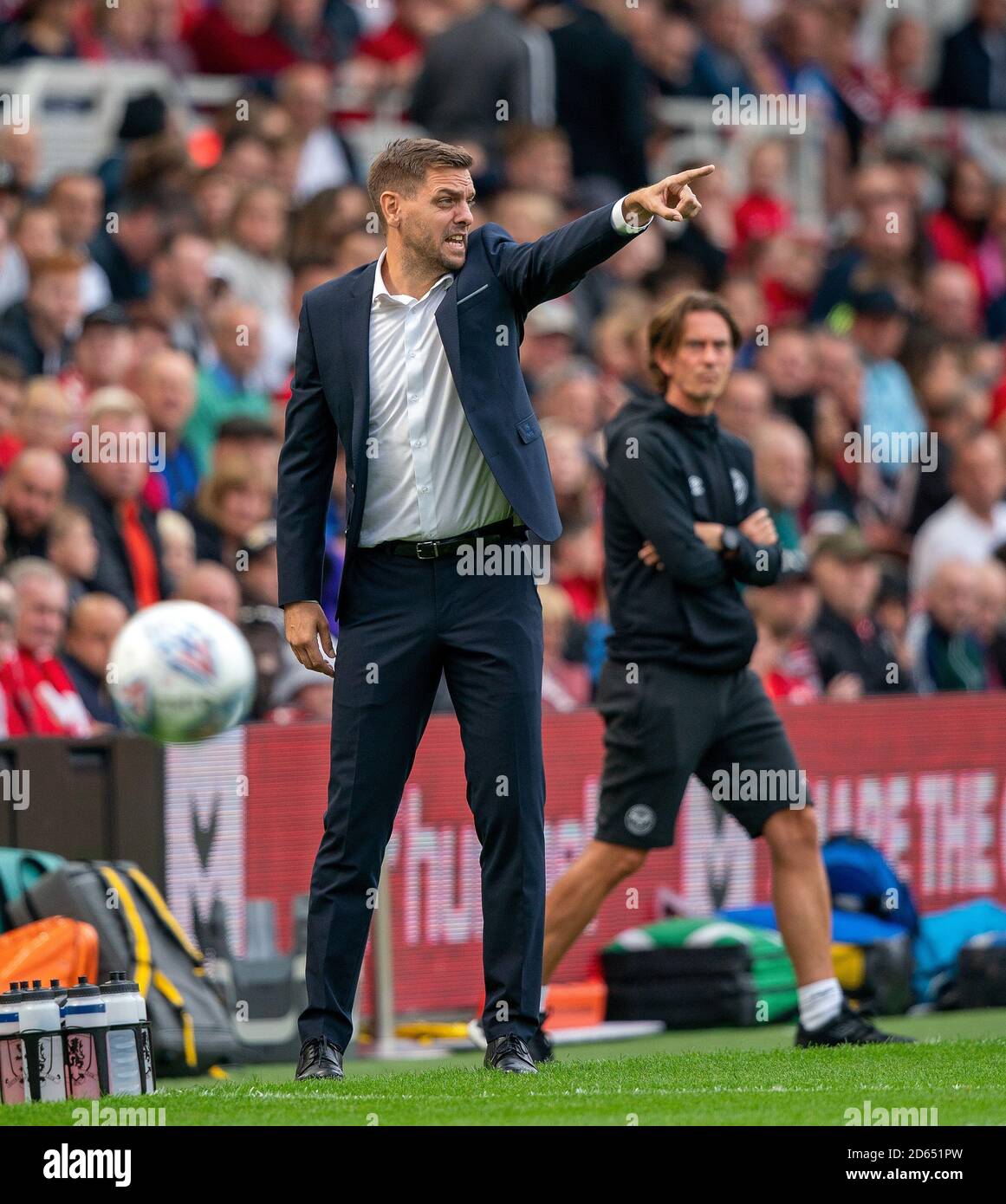 Middlesbrough manager Jonathan Woodgate gestures on the touchline Stock ...
