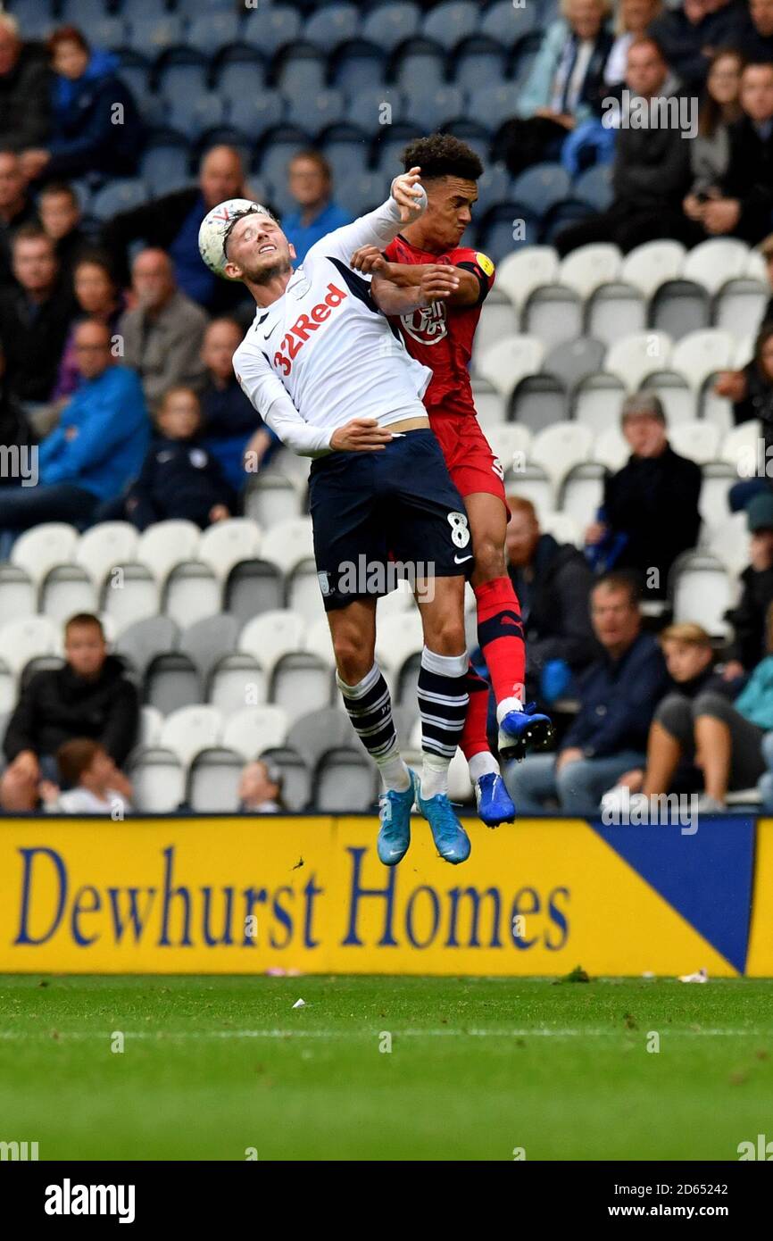 Preston North End's Alan Browne and Wigan Athletic's Antonee Robinson ...
