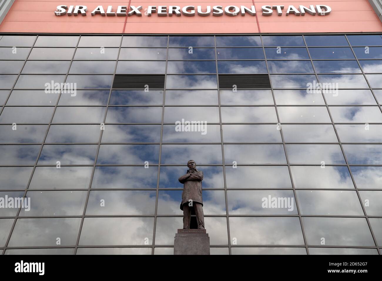 A general view of the Sir Alex Ferguson statue underneath the Sir Alex ...