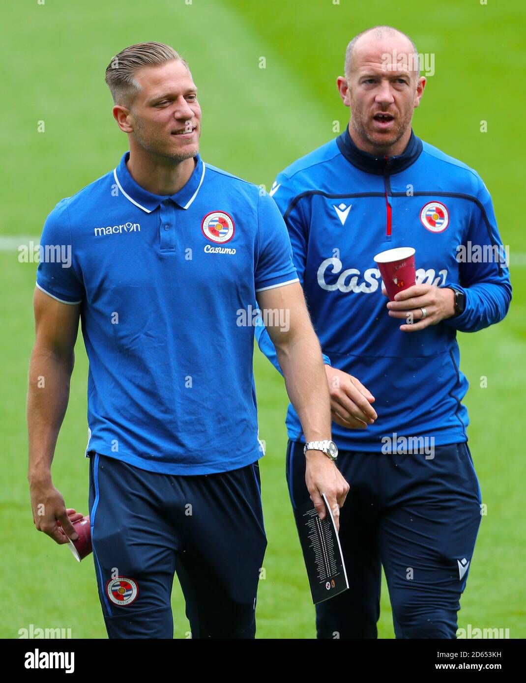 Reading's Michael Morrison (left) and Charlie Adam ahead of the match ...