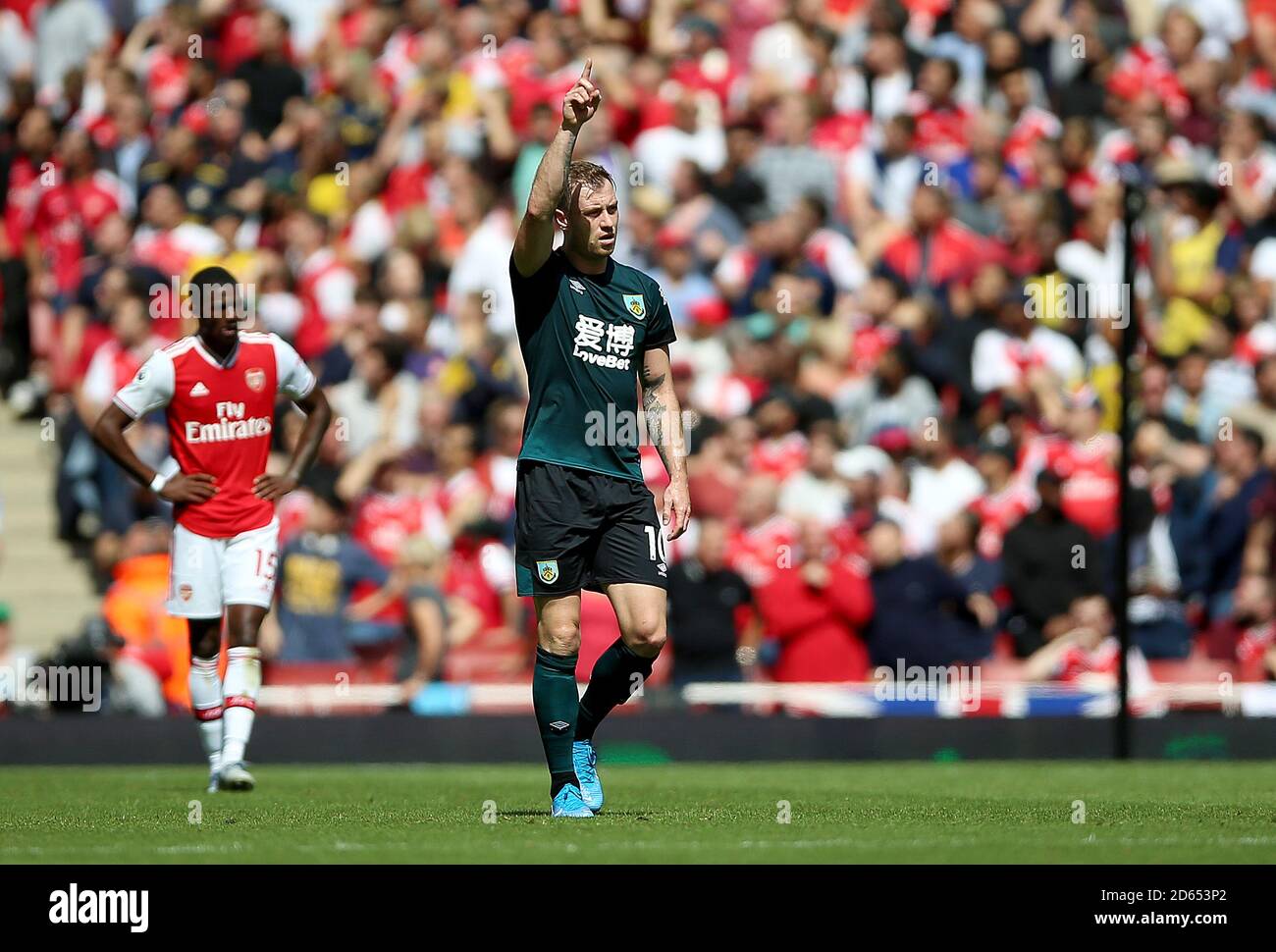 Burnley's Ashley Barnes celebrates scoring his side's first goal of the ...