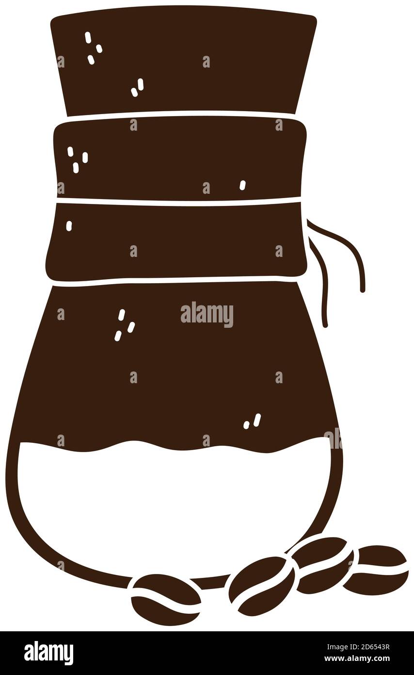 coffee brewing methods, chemex coffee with a grains vector illustration ...