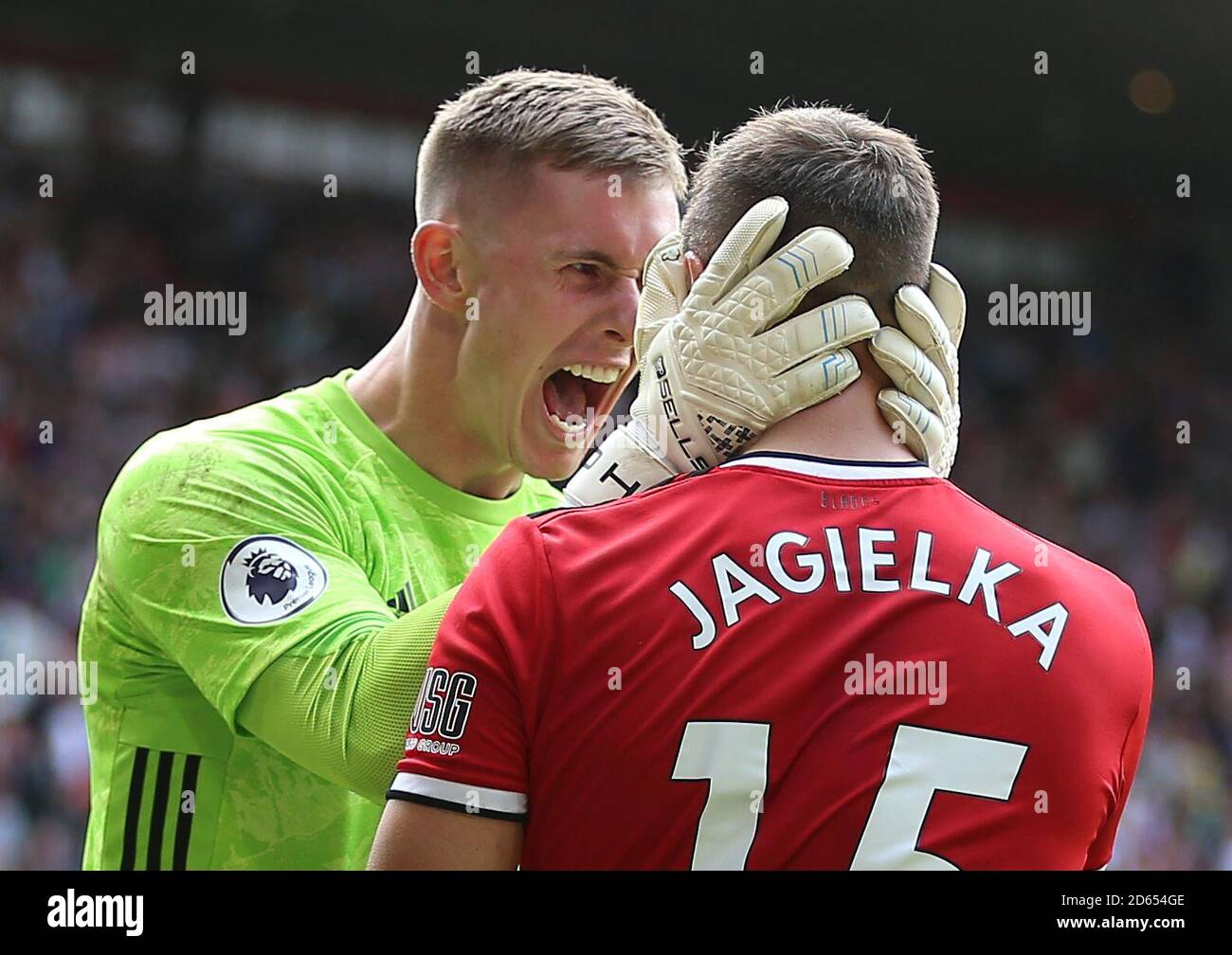 Sheffield United's George Baldock (right) and Phil Jagielka celebrate ...