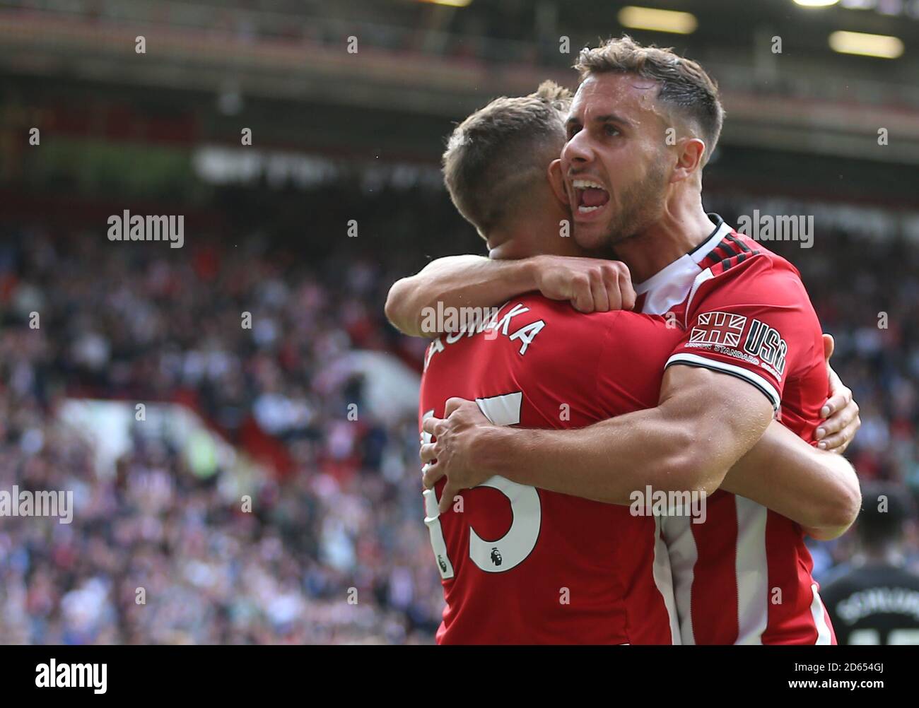 Sheffield uniteds george baldock celebrates hi-res stock photography ...