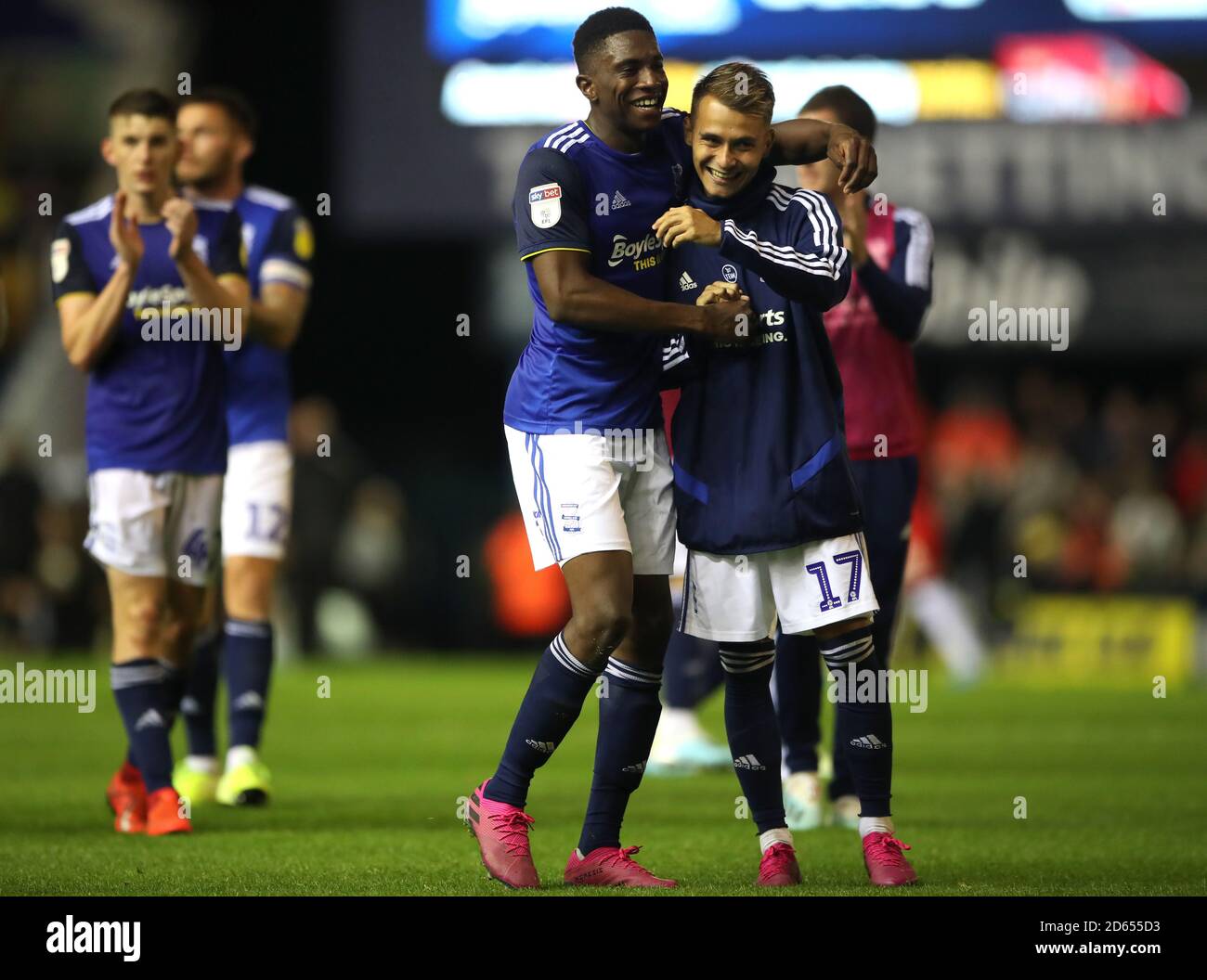 Birmingham City's Wes Harding (left) and Fran Villalba (right ...