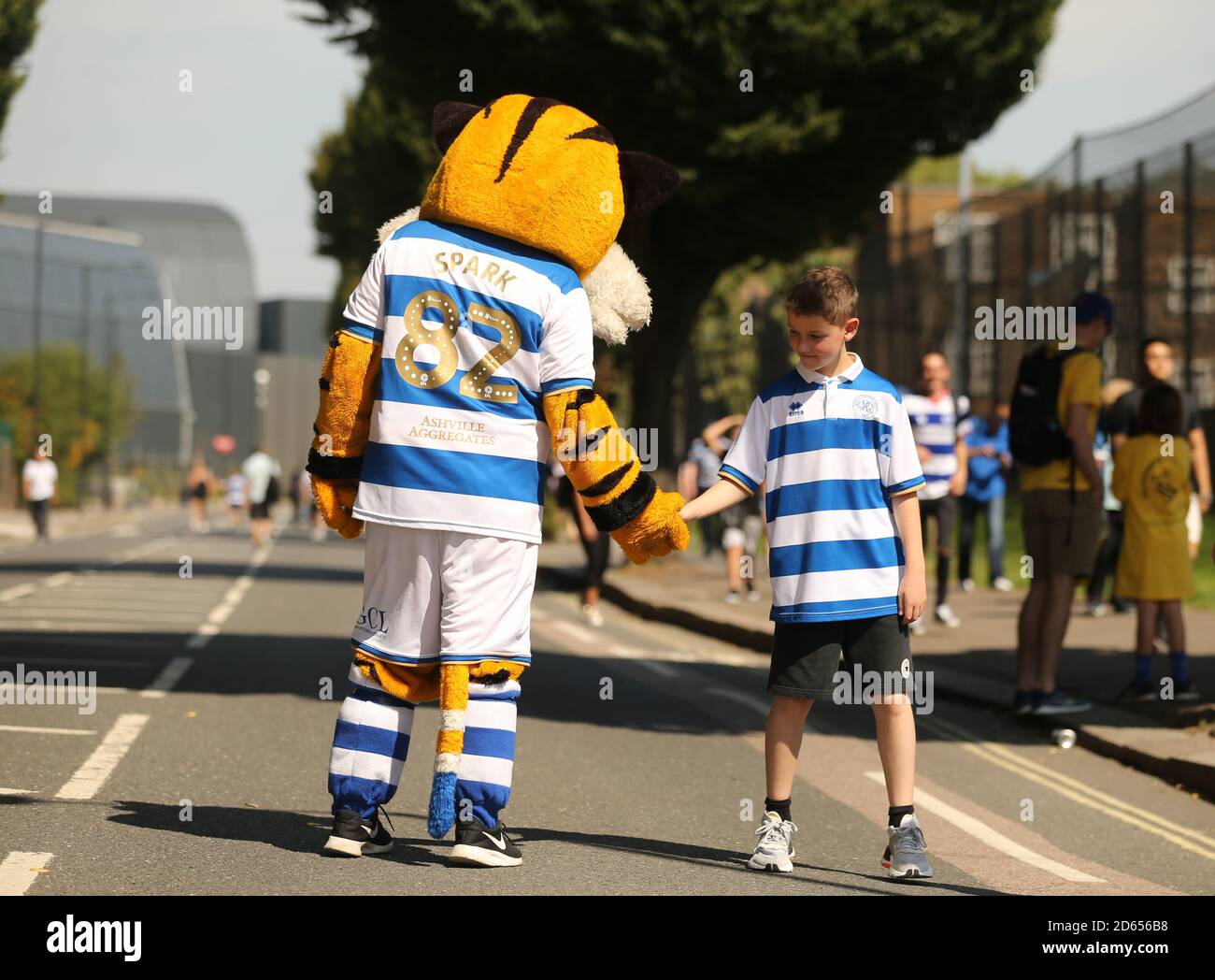QPR mascot Jude The Cat greets fans outside the Kiyan Prince Foundation ...