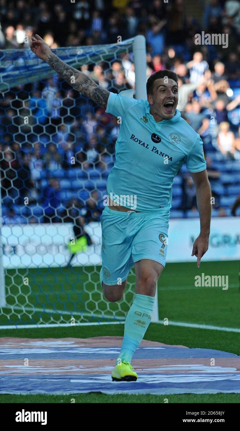 Queens Park Rangers' Jordan Hugill celebrates after scoring the sides ...