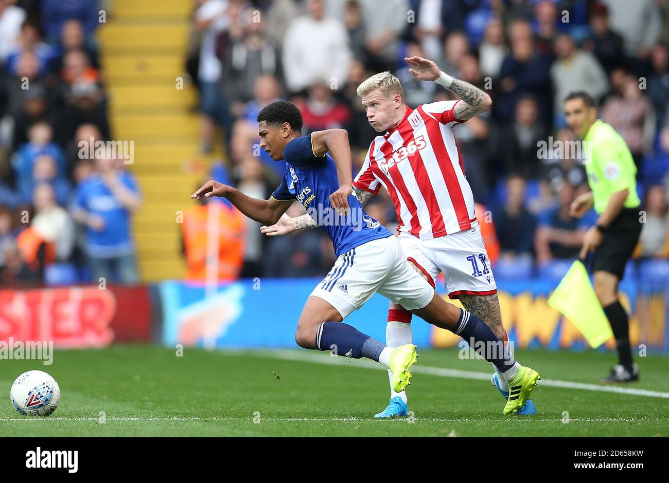 Birmingham City's Jude Bellingham and Stoke City's James McClean during ...