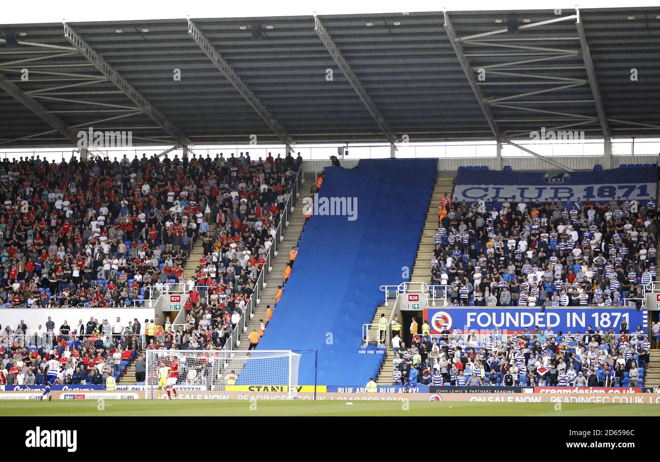 General view of the sold out Charlton Athletic away end on the left and ...