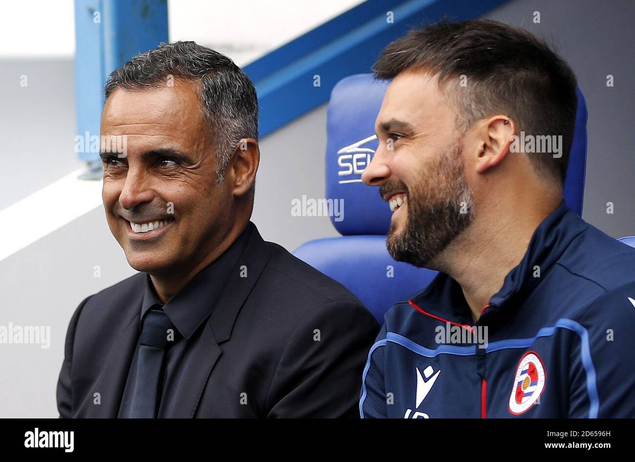 Reading manager Jose Gomes (left) and assistant coach Joao Penedo prior ...