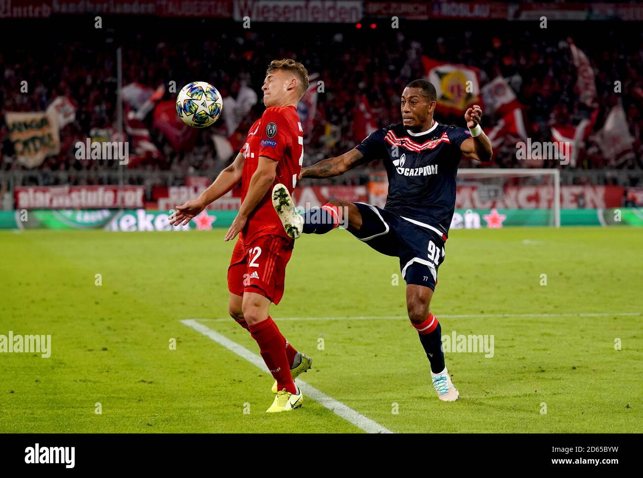 Red Star Belgrade's Rajiv van La Parra (right) and Bayern Munich's ...