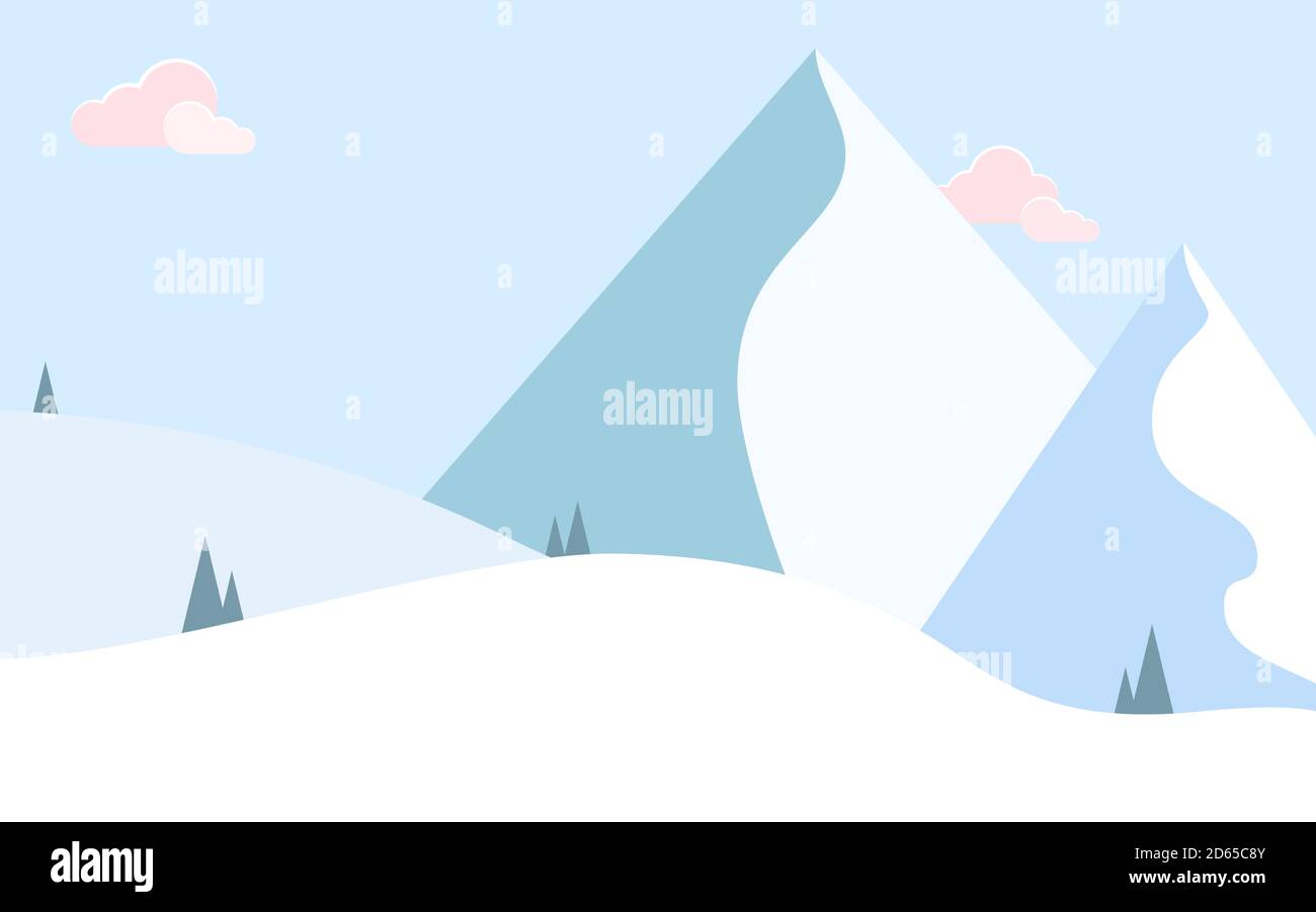 Snow mountain Vector illustration in flat design Stock Vector Image ...