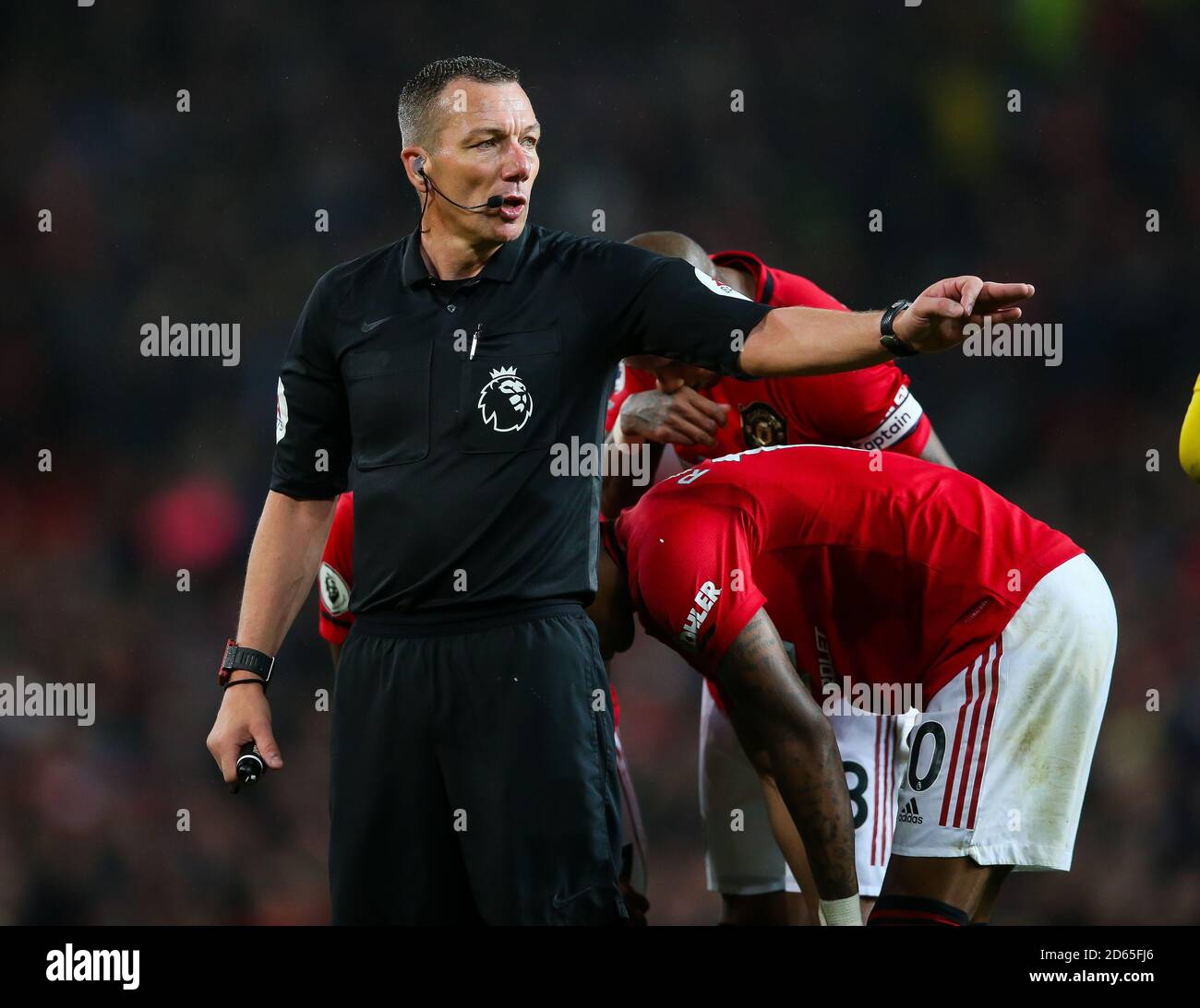 Referee Kevin Friend during the Premier League match at Old Trafford ...