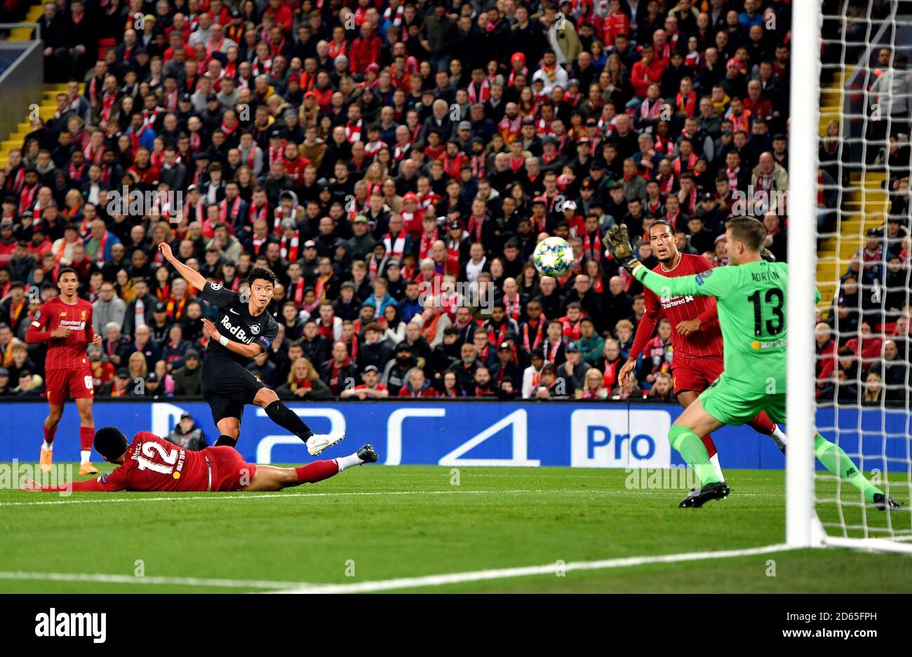 Red Bull Salzburg's Hee-Chan Hwang scores his side's first goal of the ...