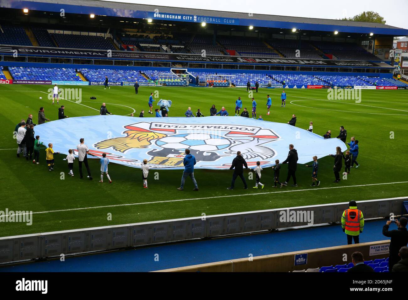 A giant Coventry City flag is unveiled before the Sky Bet League One at ...