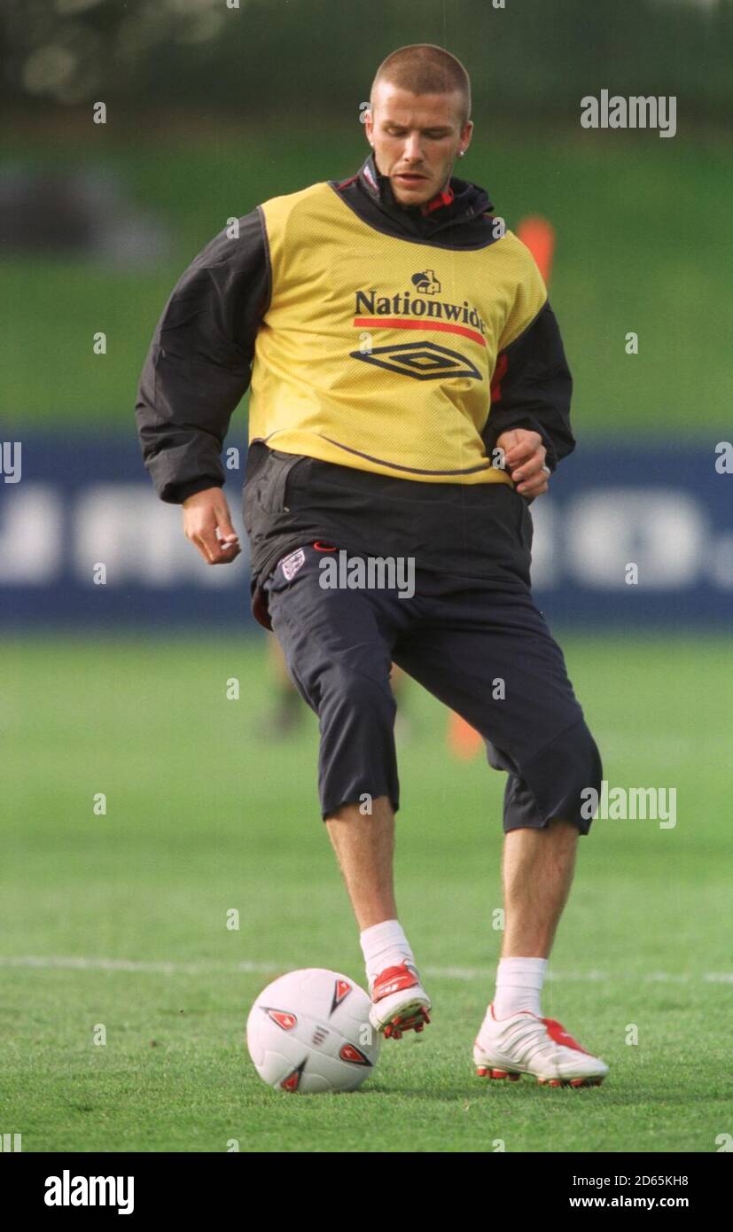 Manchester United's David Beckham at todays England training Stock ...