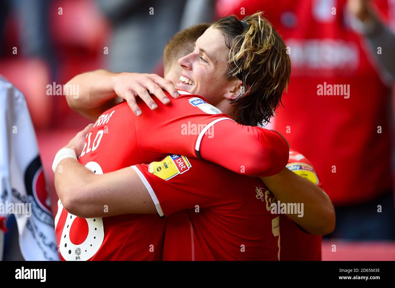 Charlton Athletic's Conor Gallagher (right) celebrates scoring his side ...