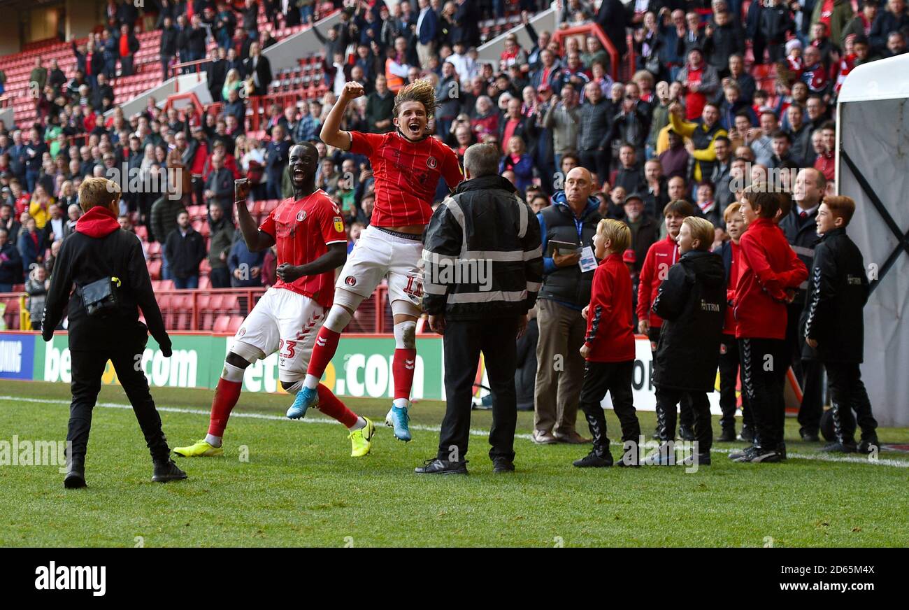 Charlton Athletic's Conor Gallagher celebrates after the final whistle ...