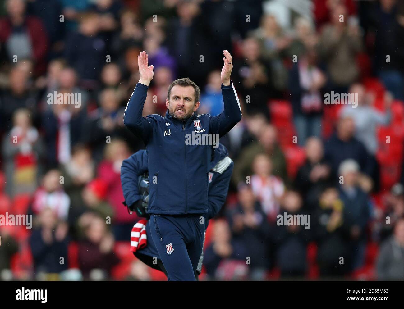 Stoke City manager Nathan Jones celebrates at the end of the match ...