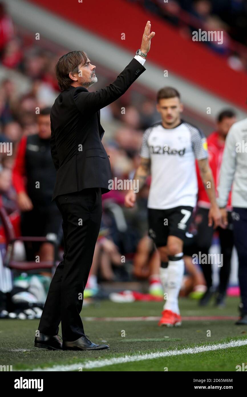 Derby County manager Phillip Cocu gestures on the touchline Stock Photo ...