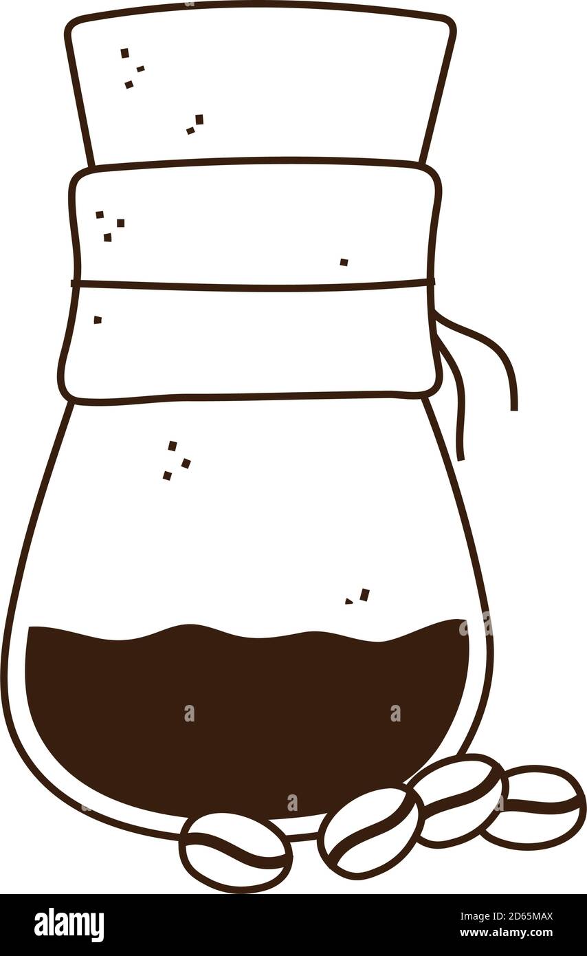 coffee brewing methods, chemex coffee with a grains vector illustration ...