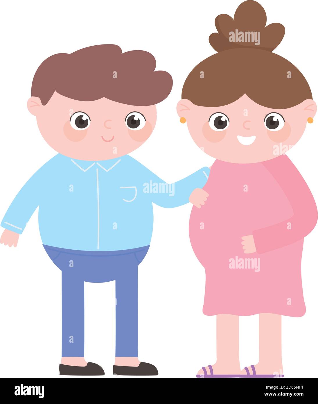 pregnancy and maternity, pregnant woman and father together cartoon ...